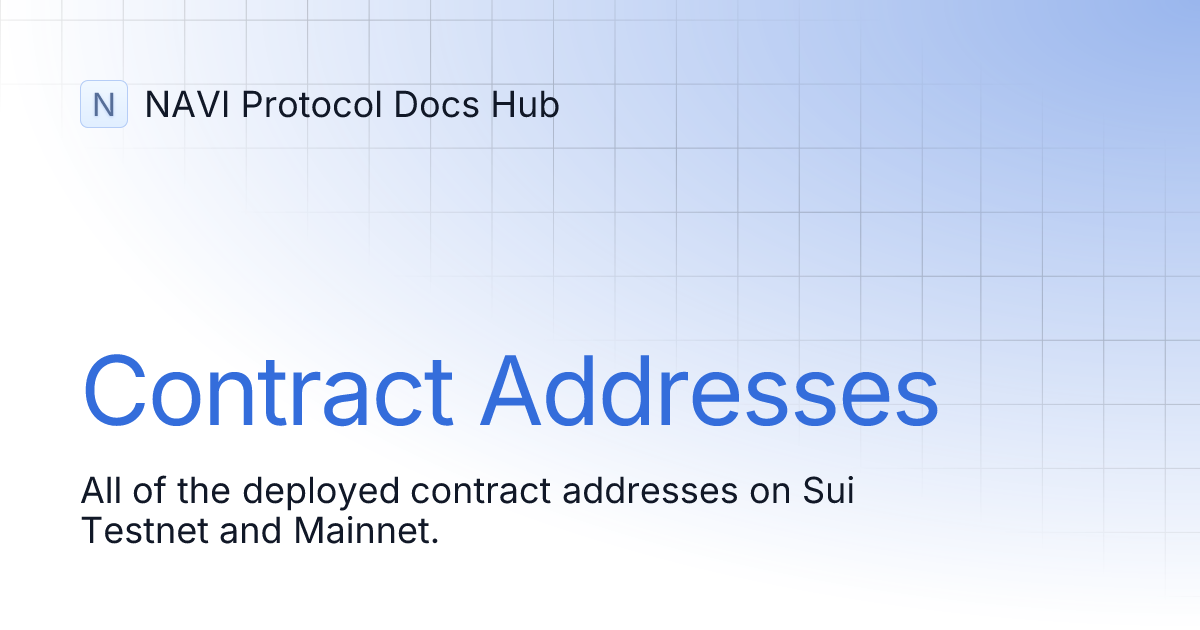 Contract Addresses | NAVI Protocol Docs Hub